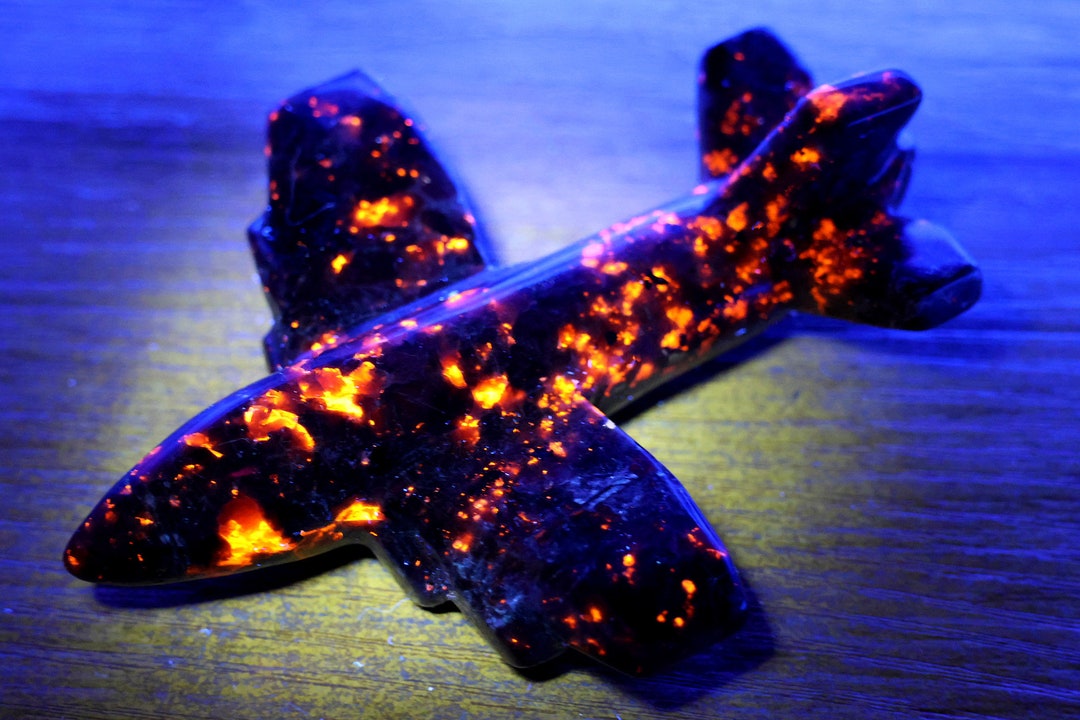 4'' Natural Yooperlite Carved Airplane, Crystal Airplane Carving, Reiki ...