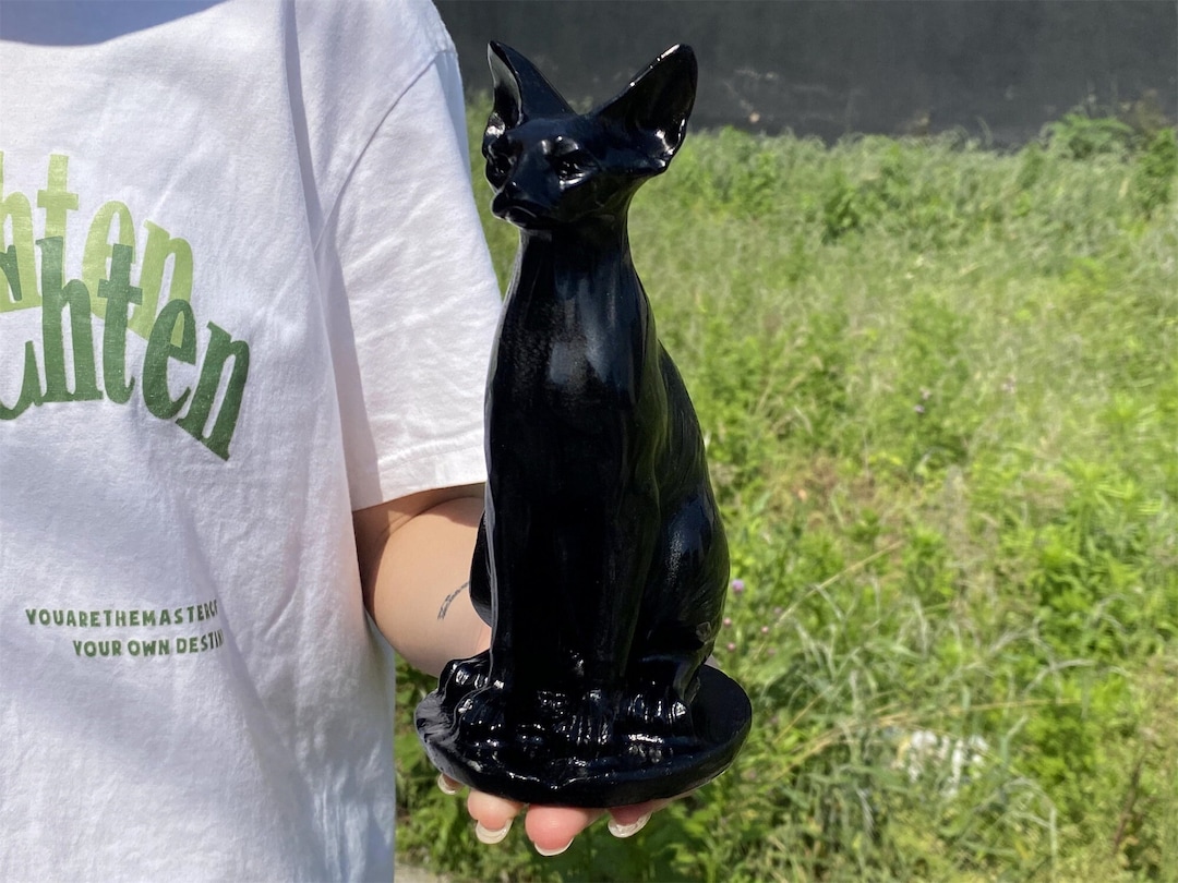 6.5inch Natural Obsidian Egypt Cats,obsidian Carved Cat,egyptian Mau ...