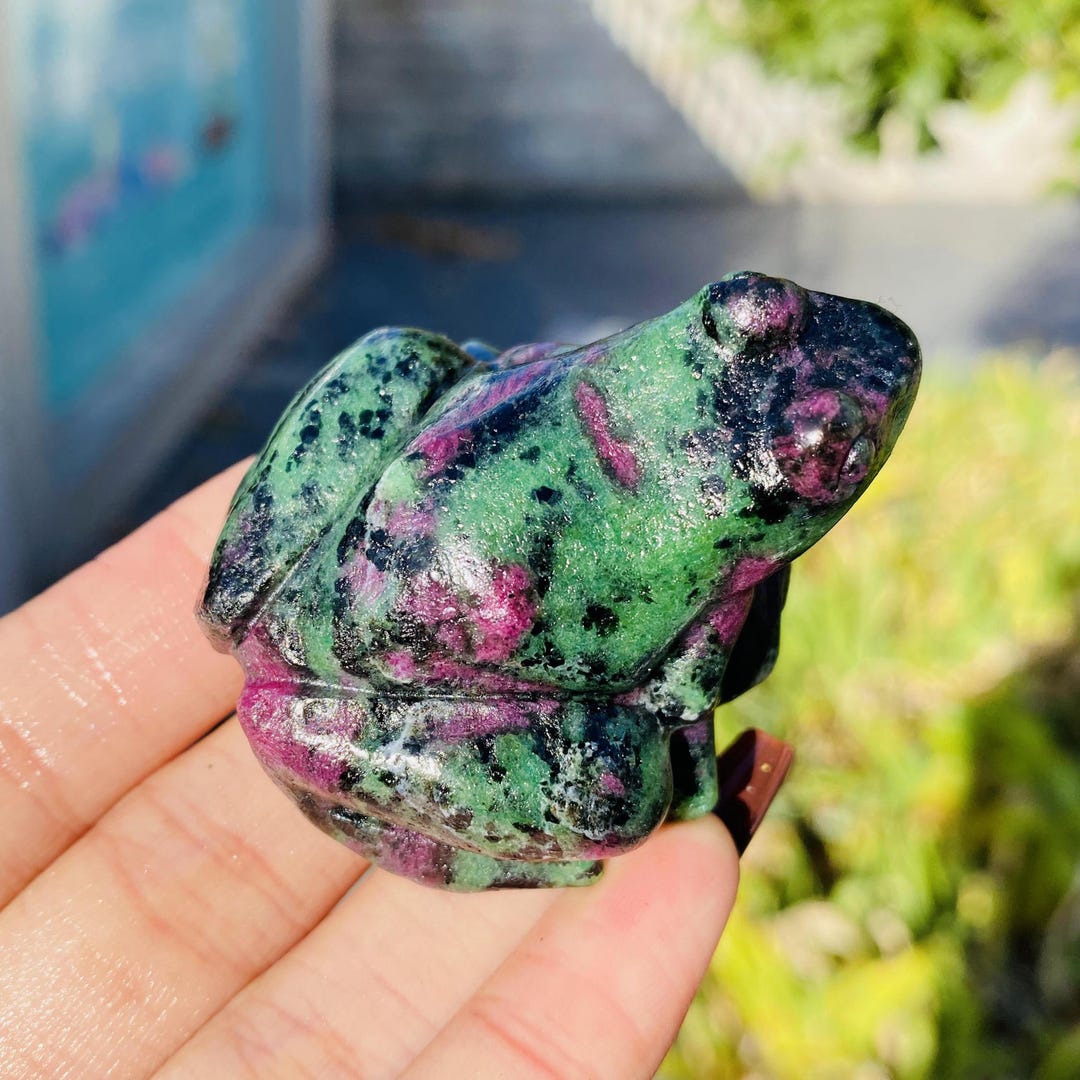 2' Natural Zoisite Carved Frog, Crystal Zoisite Frog, Creative Crystal ...