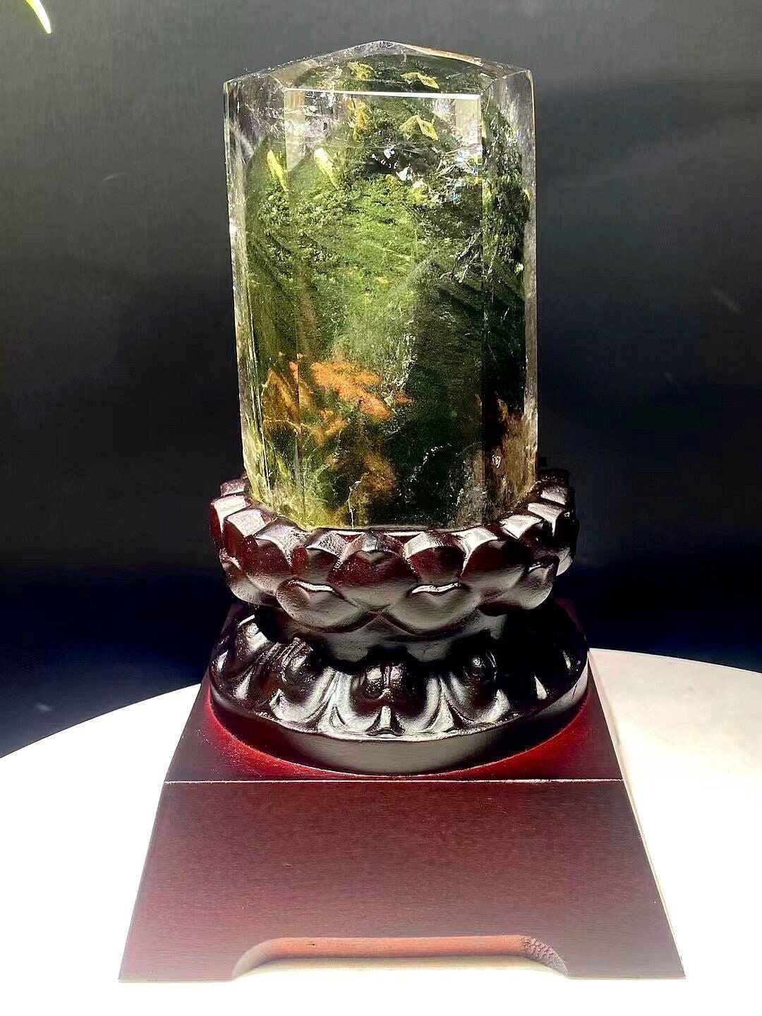 0.78kg Natural Green Ghost Quartz Crystal Standcrystal Giftcrystal ...