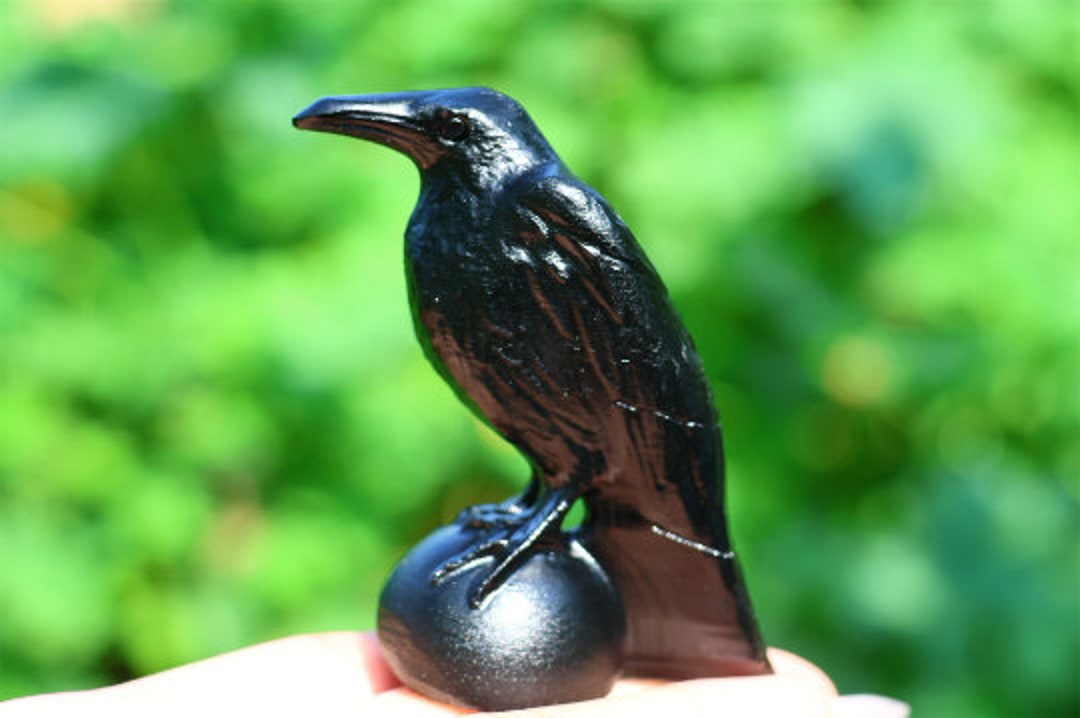 2.6inch Natural Obsidian Crow,crystal Skull ,crow Carving,crystal ...
