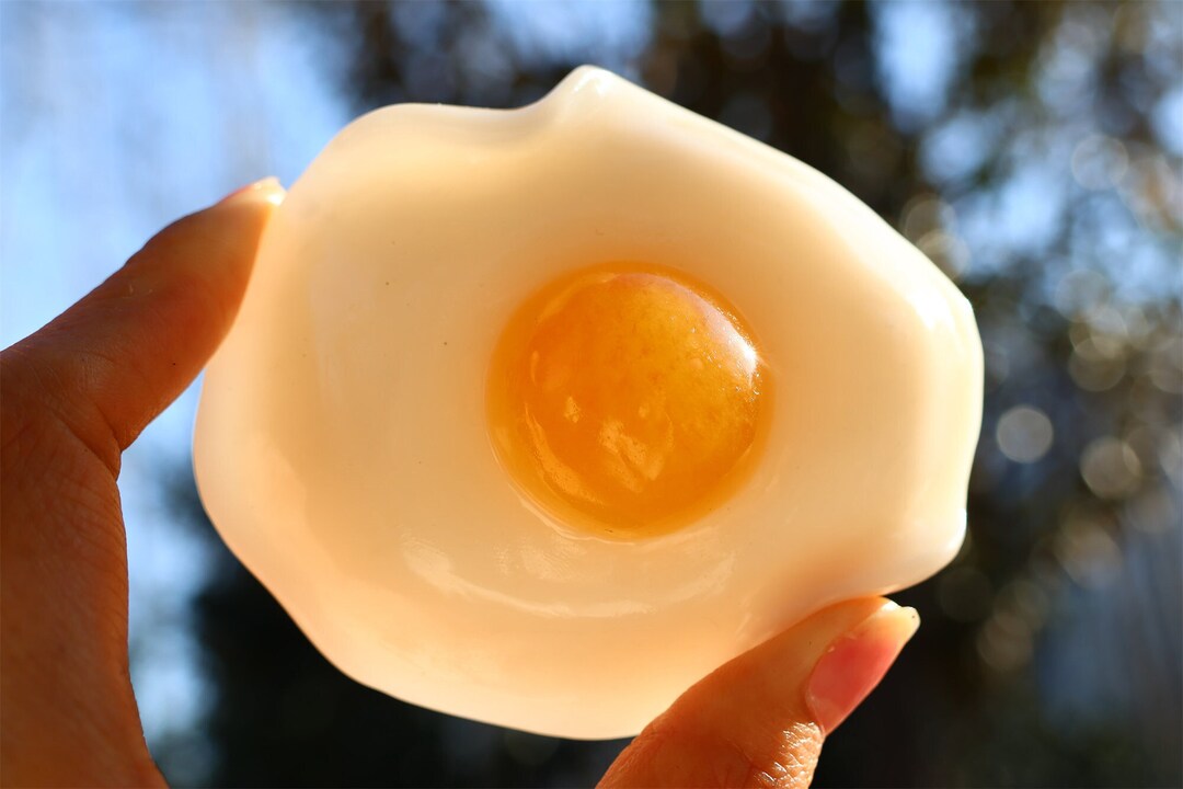 2.8''natural Hand Carved Geode Stone Poached Egg, Hand Carved Fried Egg ...