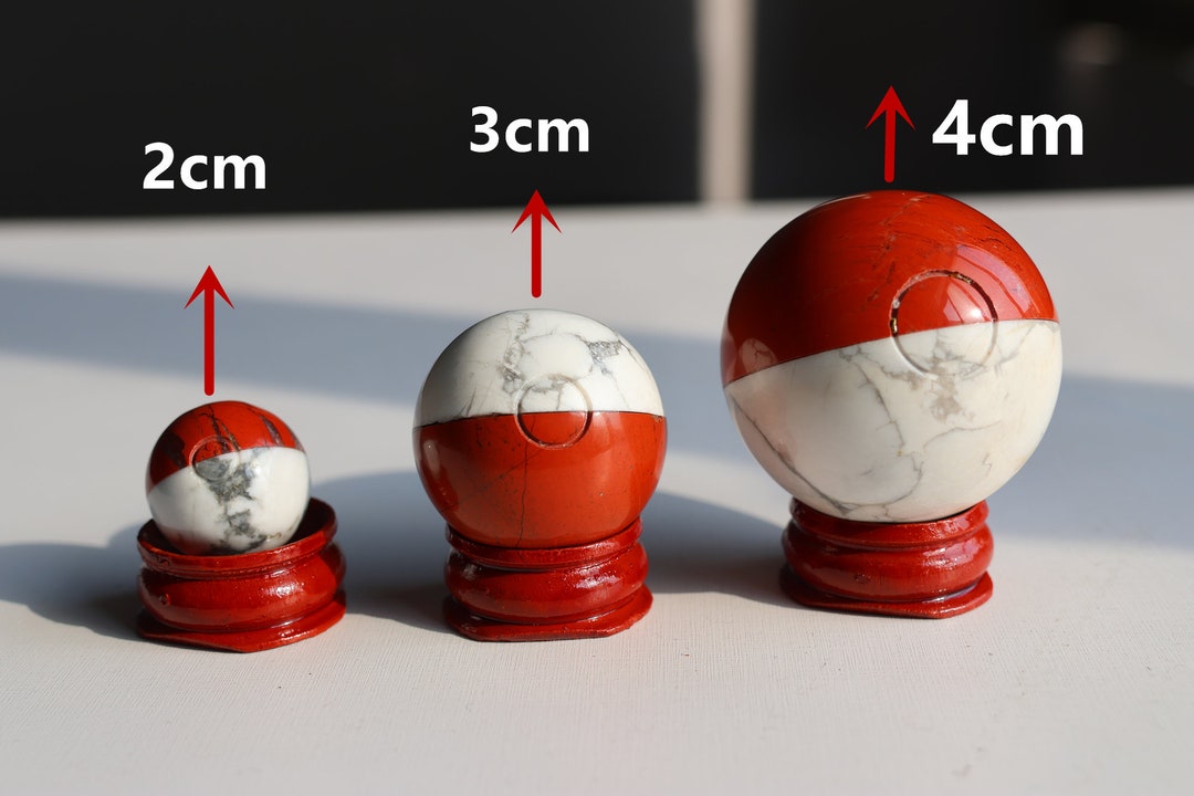 Natural Hand Magic Poke Ball,howlite/red Jasper,quartz Crystal Pokeball ...