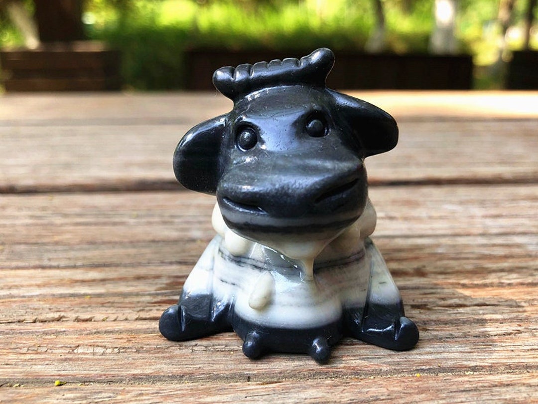 2inch Natural Tai Chi Stone Carved Cow, Tai Chi Stone Cow Statue ...