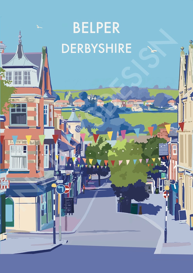 Belper Derbyshire Print: Vintage Style Travel Illustration - Etsy UK