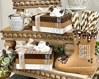 Coffee Mini Book Stack Coffee Bar Coffee Decor Farmhouse - Etsy