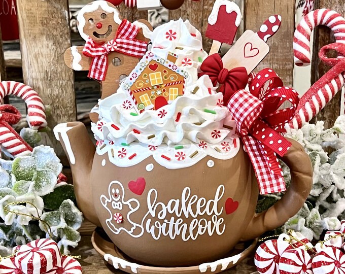 Gingerbread Decor, Gingerbread Kitchen Decor, Gingerbread Teapot, Gift ...