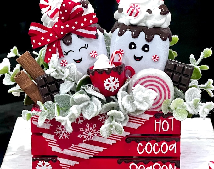 New! Hot Cocoa Marshmallow Crate / Hot Chocolate Decor / Christmas ...