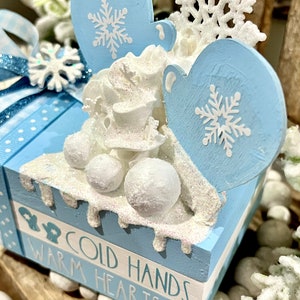 Winter Mini Book Stack / Mitten and Snow / Winter Tiered Tray Decor ...