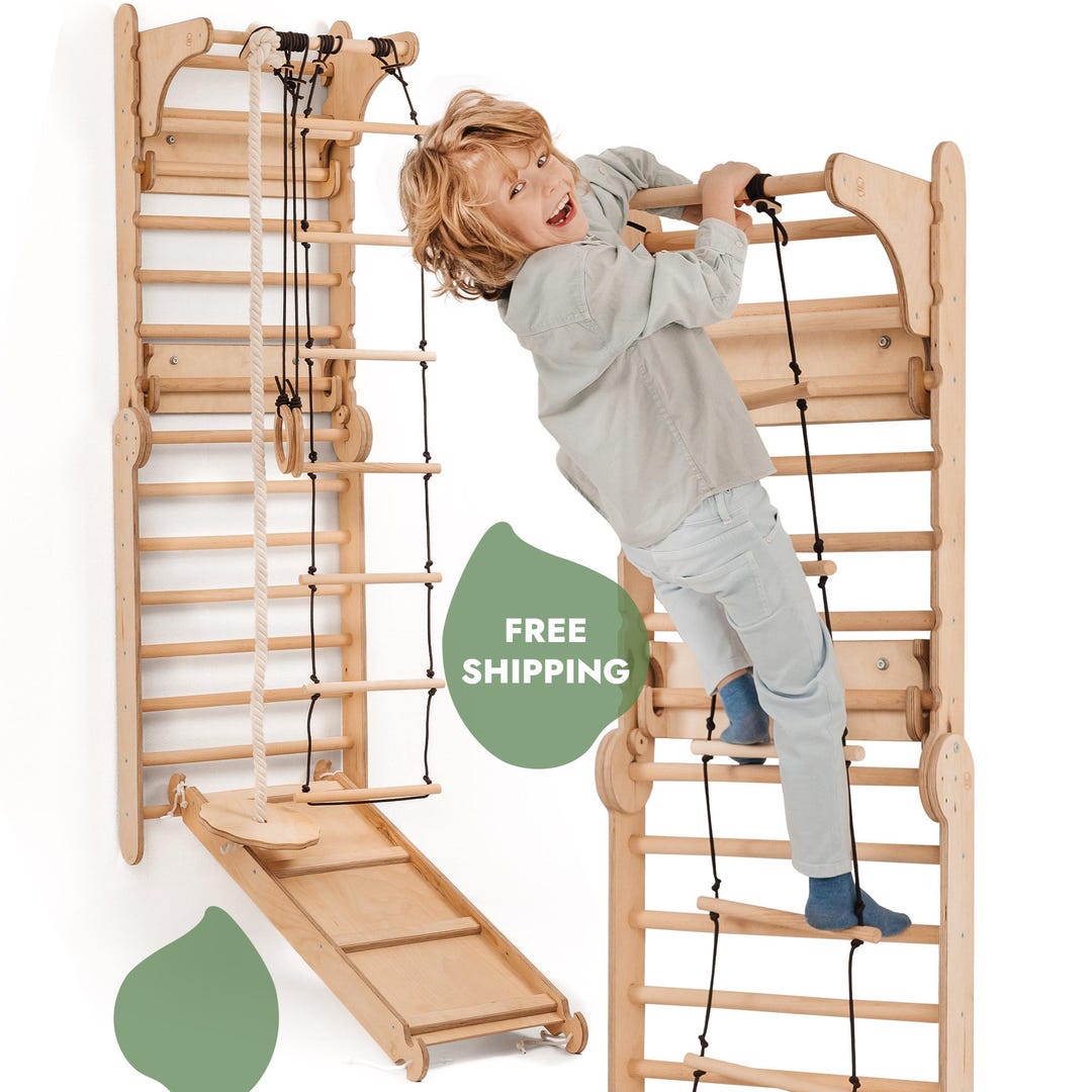 Swedish Ladder, Kids Climbing Wall for Kids and Baby, Indoor Playground ...