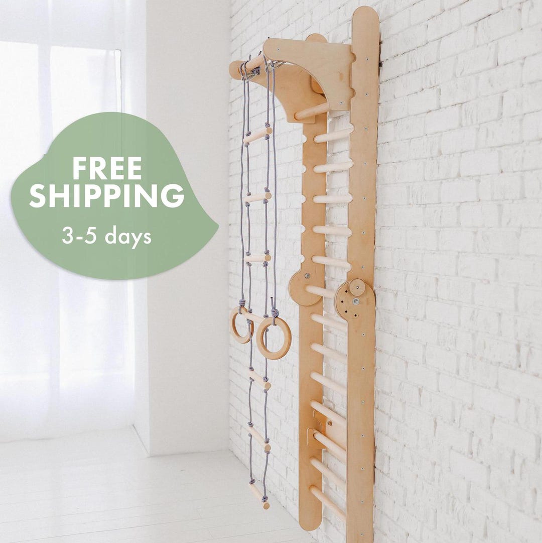 Kids Climbing Wall: Swedish Ladder, Montessori Gym, Indoor Playground ...