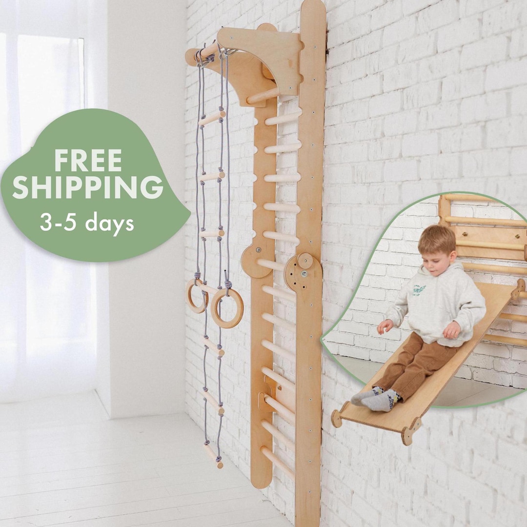 Swedish Ladder, Kids Climbing Wall for Kids and Baby, Indoor Playground ...
