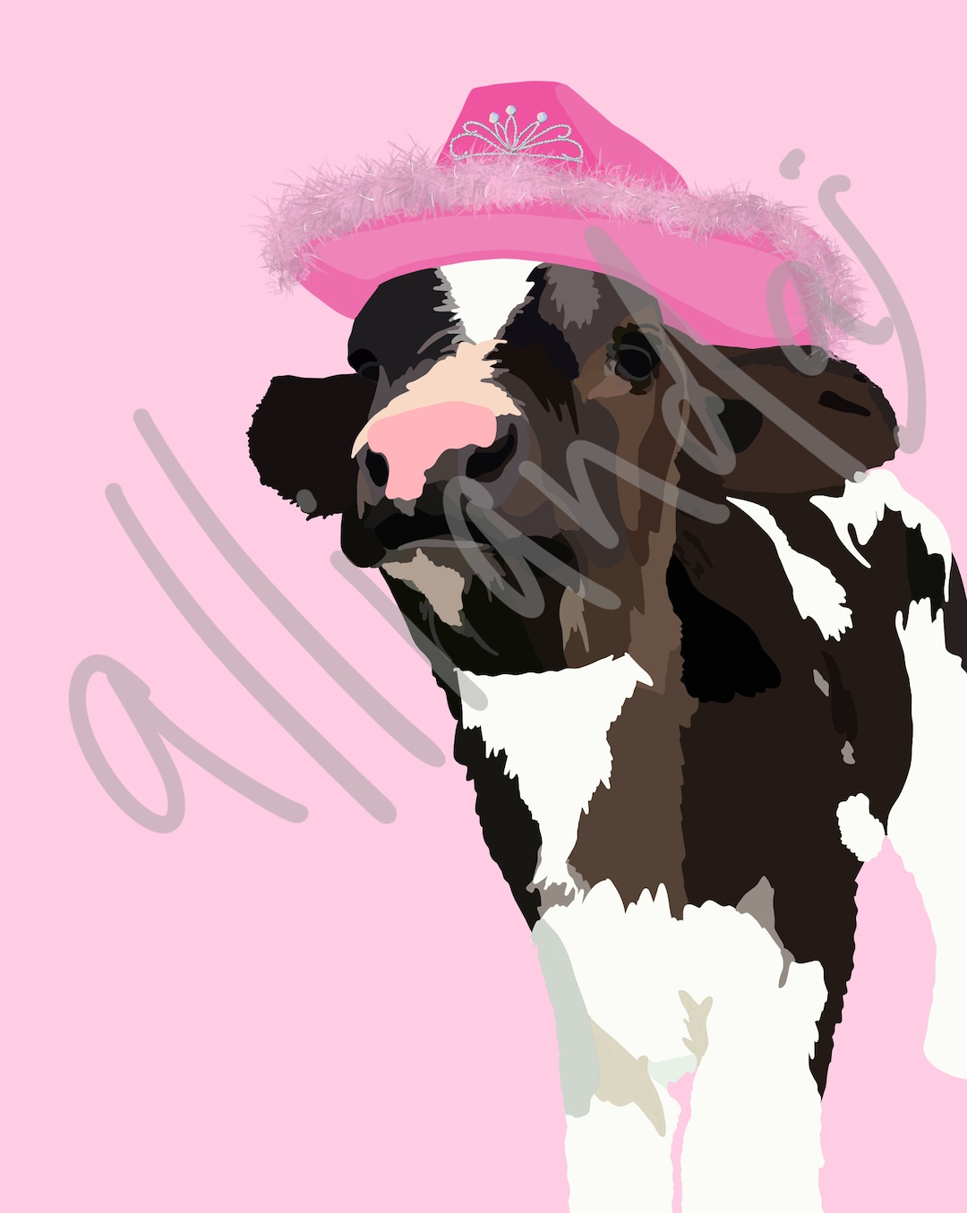 Cow With Cowboy Hat Digital Print - Etsy