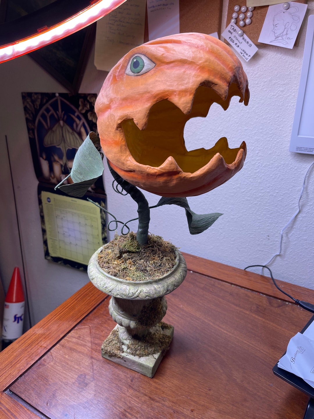 Bethany Lowe Paper Mache Prickly Pumpkin Plant Trick or Treat Halloween ...