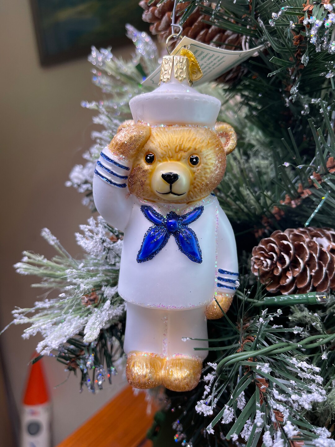 Navy Teddy Bear Ornament Old World Christmas - Etsy