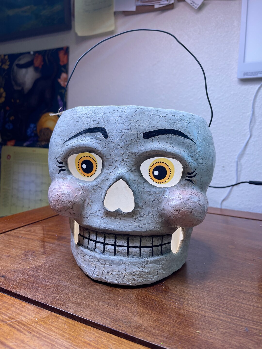 Silly Skelly Skeleton Head Halloween Bucket Bethany Lowe - Etsy
