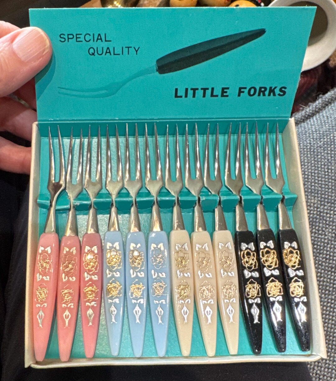 Darling Set of 30 Vintage “little Fork” Stainless Steel & Plastic ...
