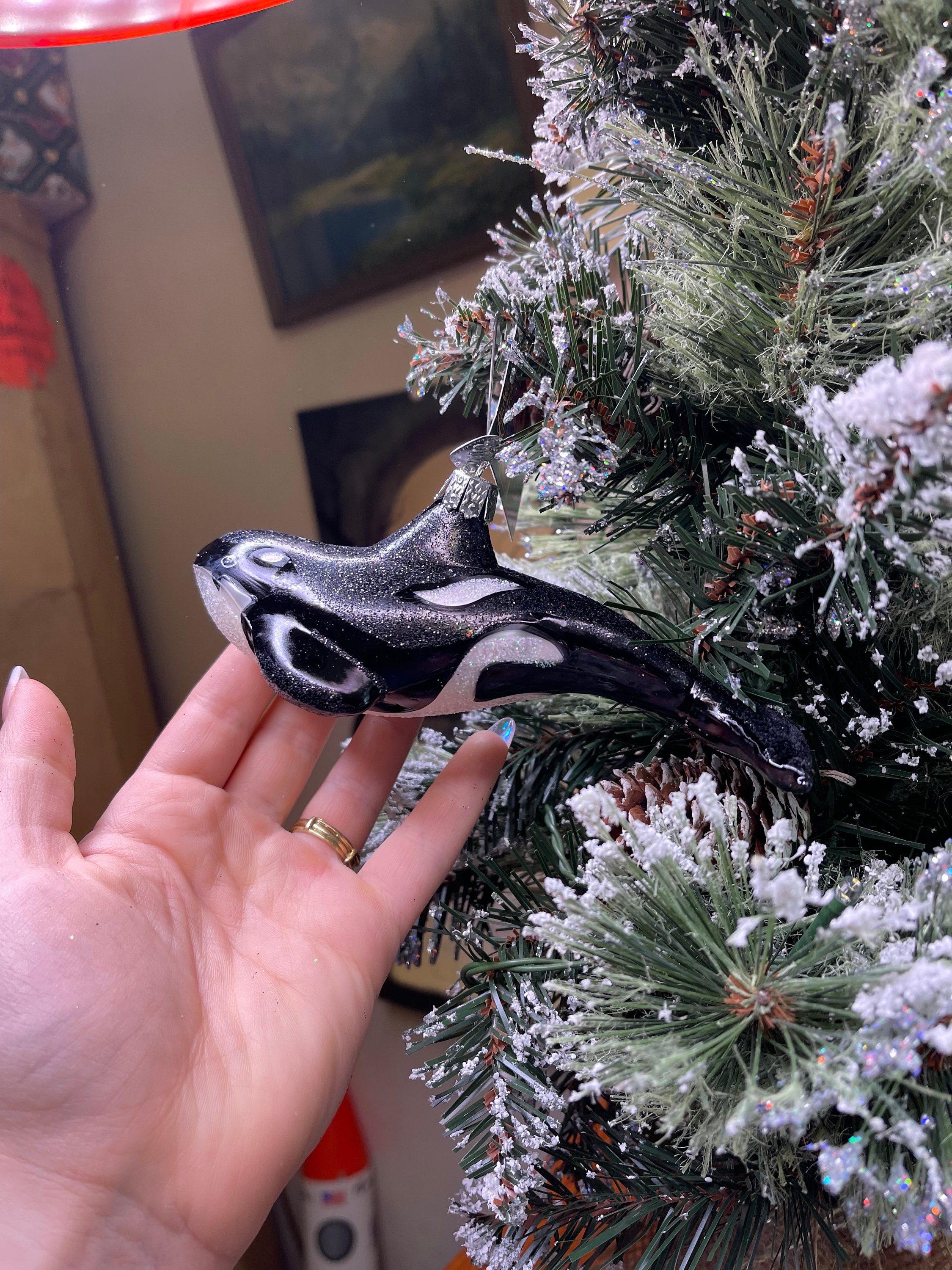 Orca PNW Whale Glass Old World Christmas Ornament - Etsy
