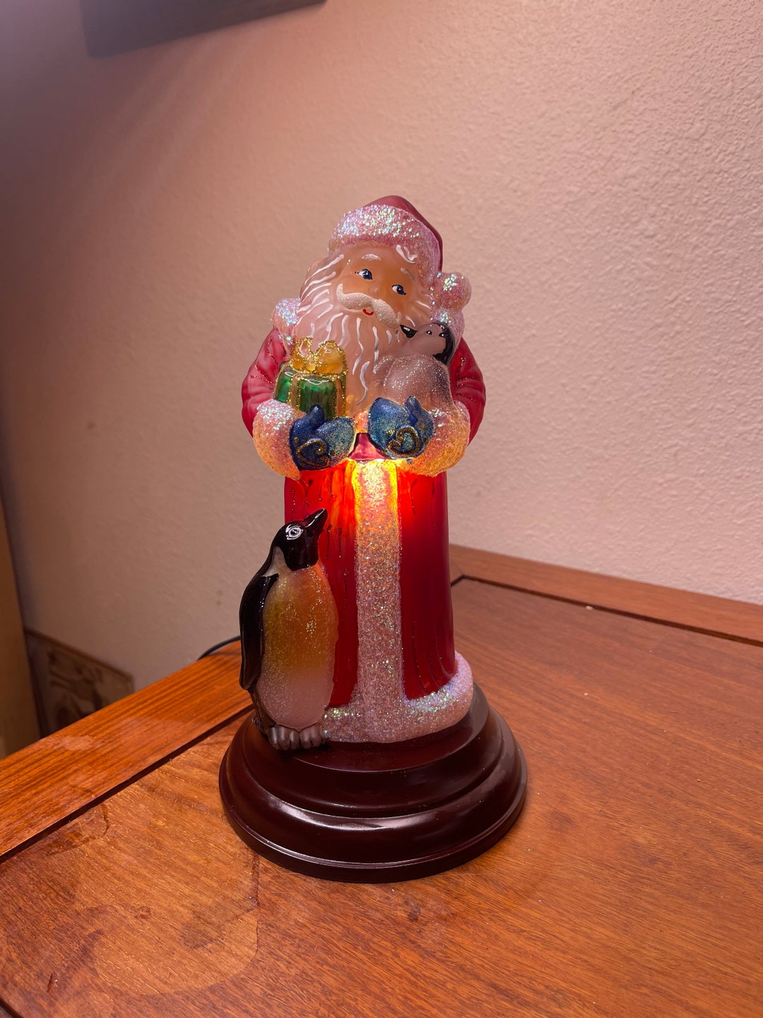Glass Santa Claus Night Light Old World Christmas - Etsy