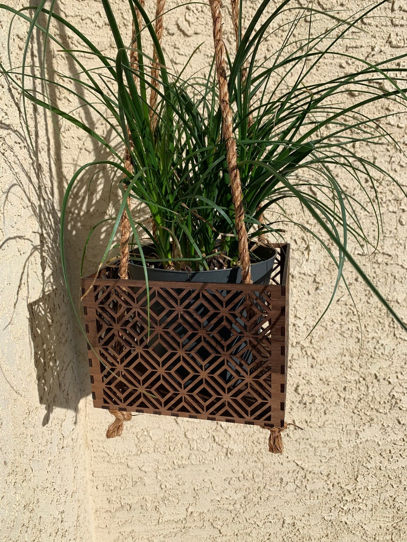 Hanging Planter Box, Indoor Plants, Laser Cut Wood - Etsy