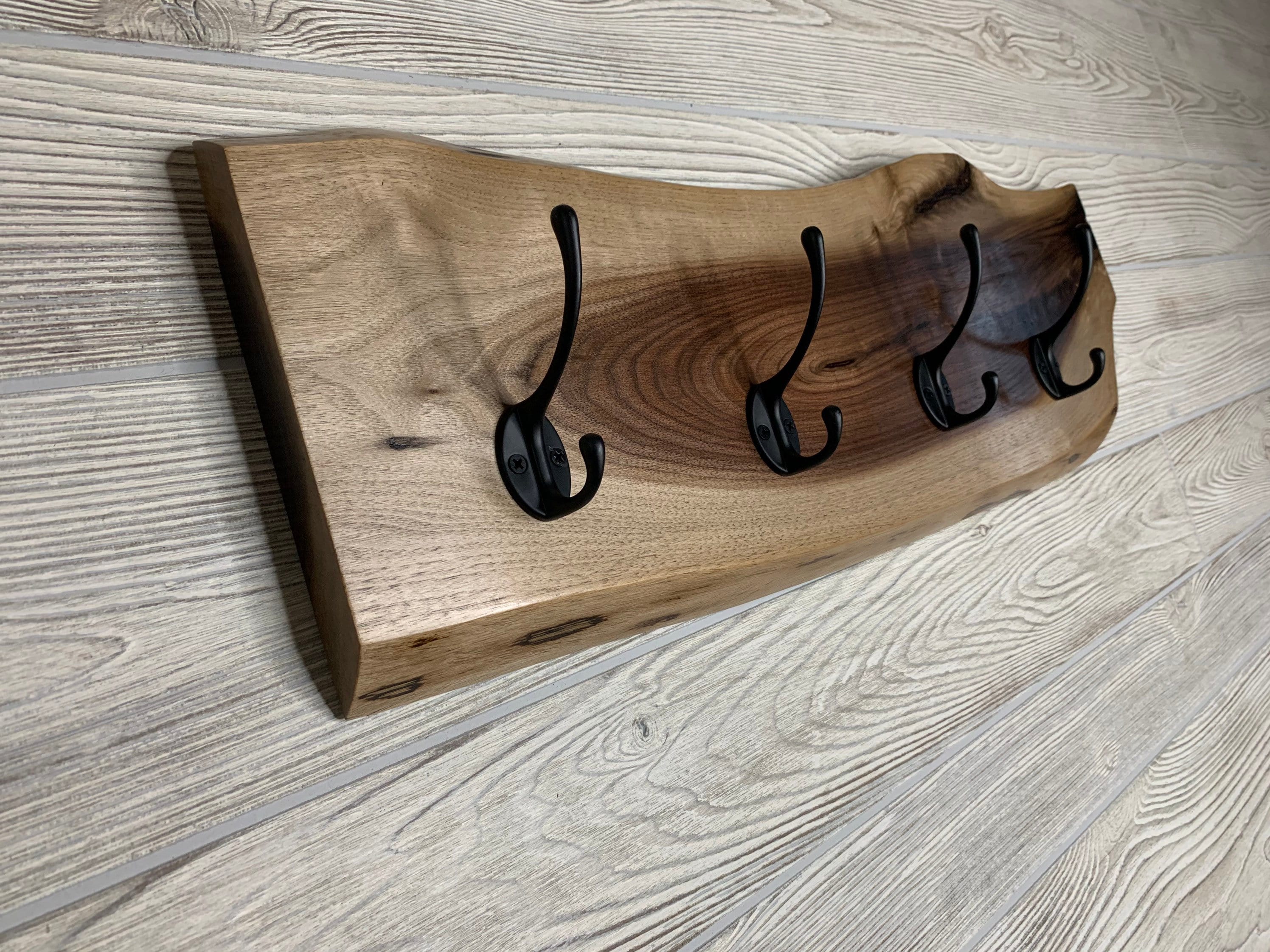 Live Edge Walnut Coat Rack Wall Mount - Etsy