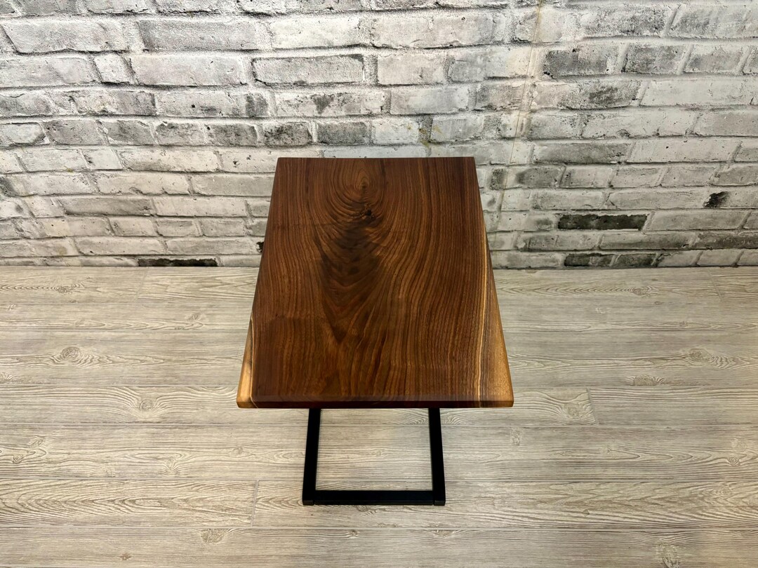Walnut End Table Narrow End Table for Living Room Modern End Table Side Table Natural Wood ...