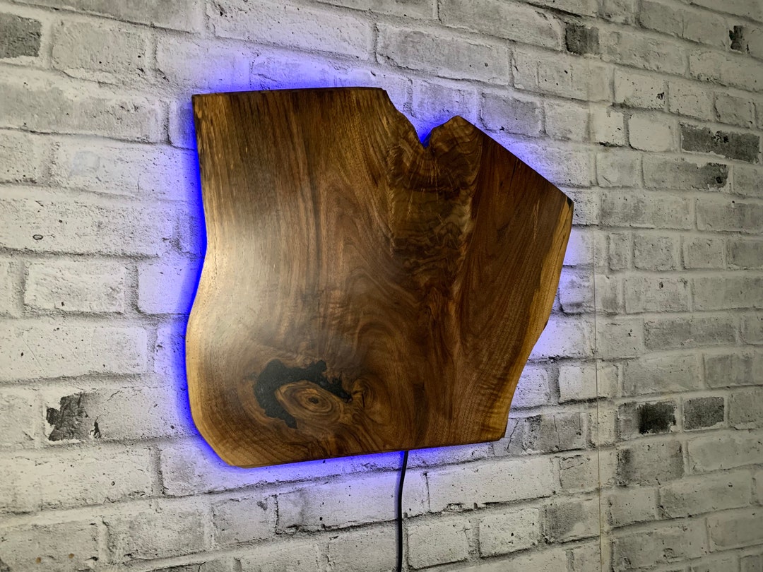 LED Wall Art Live Edge Walnut & Epoxy LED Wall Sign/wall Decor/led Sign ...