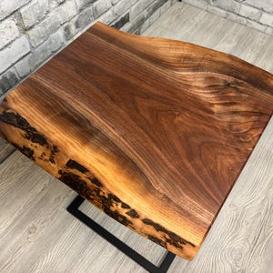 Handcrafted Live Edge Walnut End Table – Rustic Modern Farmhouse Accent ...