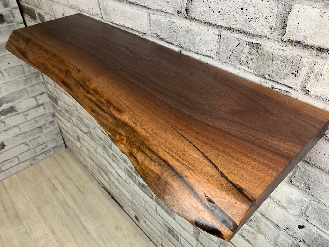 Handcrafted Live Edge Walnut Floating Shelf – Rustic Modern Farmhouse ...