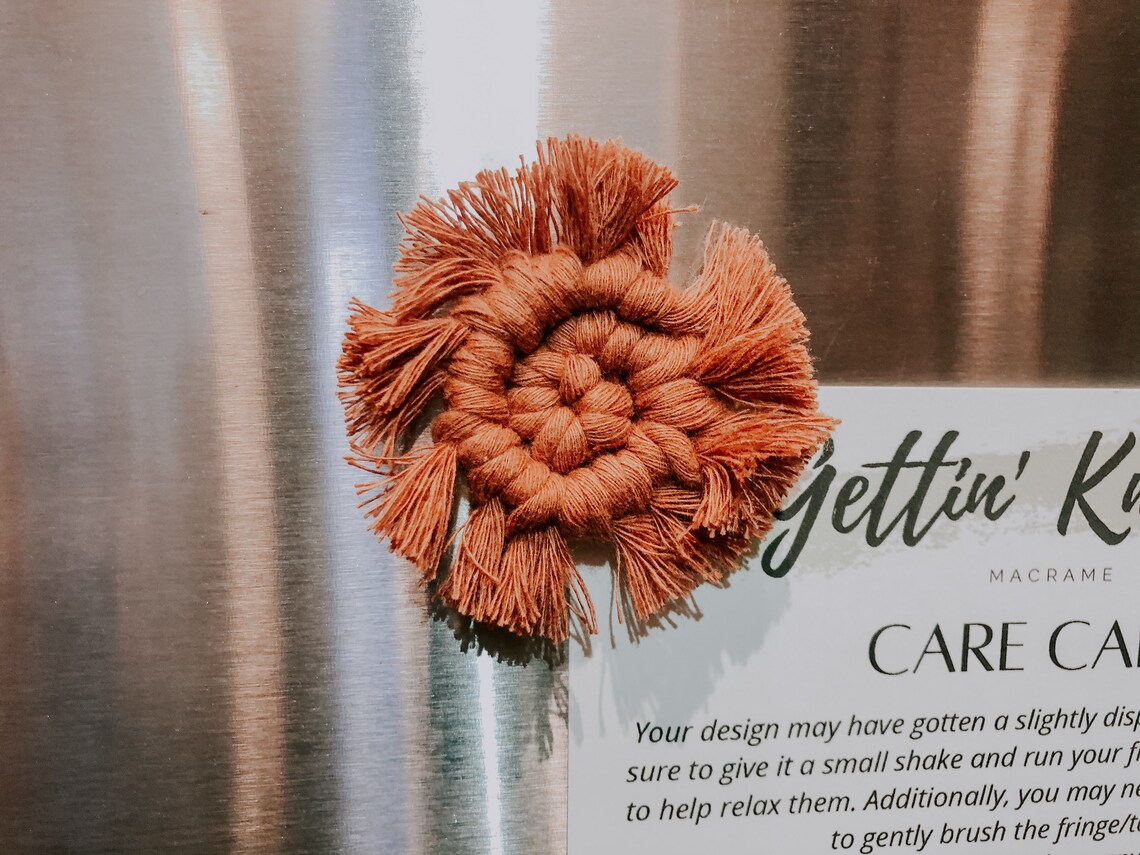 Boho Magnets for Fridge Set of 3 Macrame Magnet Office | Etsy