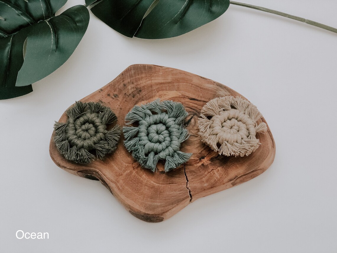 Boho Magnets for Fridge Set of 3 Macrame Magnet Office | Etsy