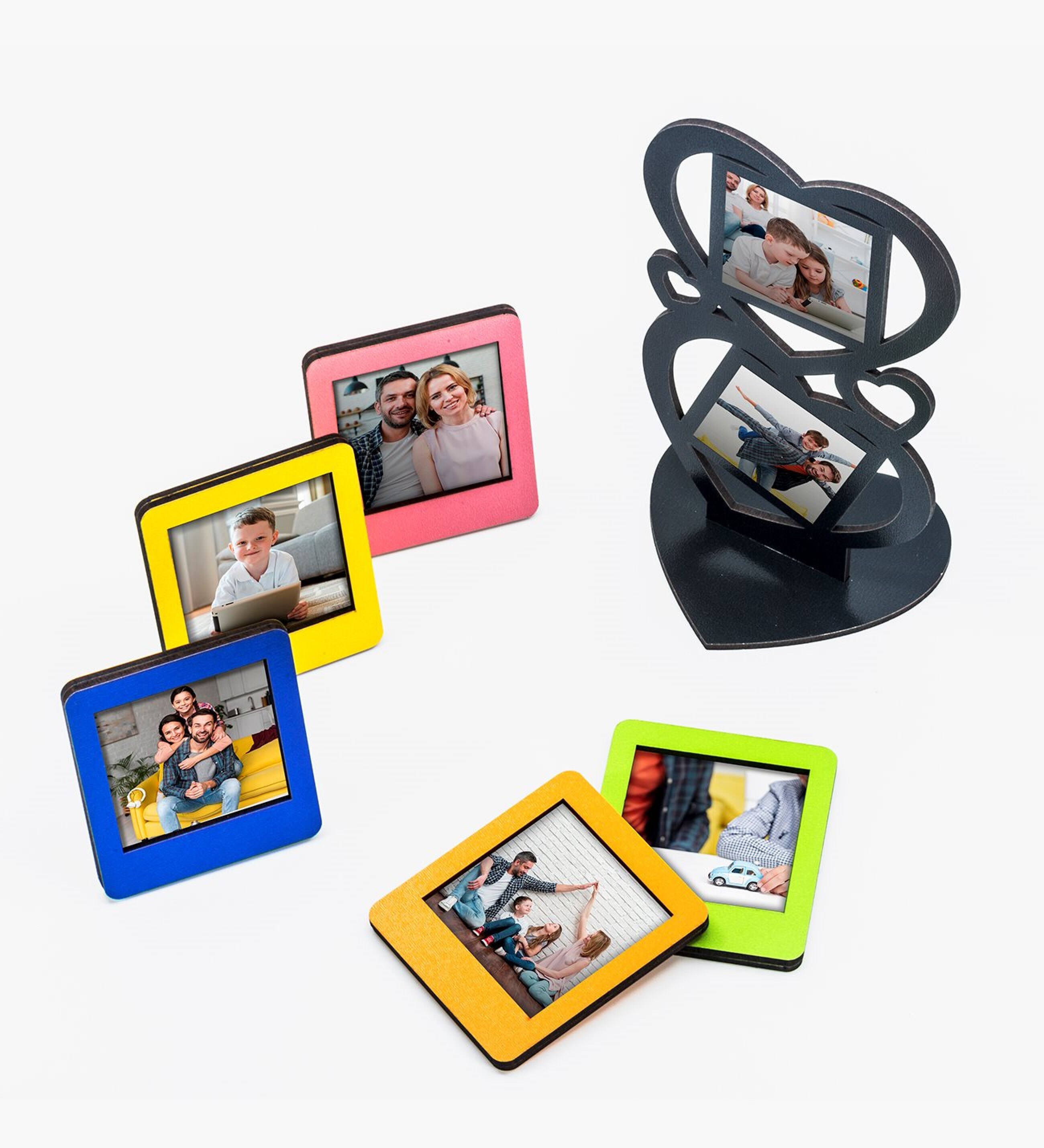 Colorful Family Photo Frames Picture Holder Black Stand Set - Etsy