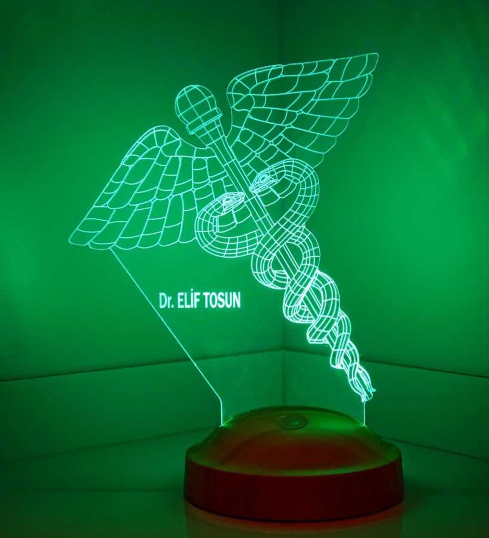Caduceus Table Lamps Personalized for Doctors, Medical Symbol 3D Led ...