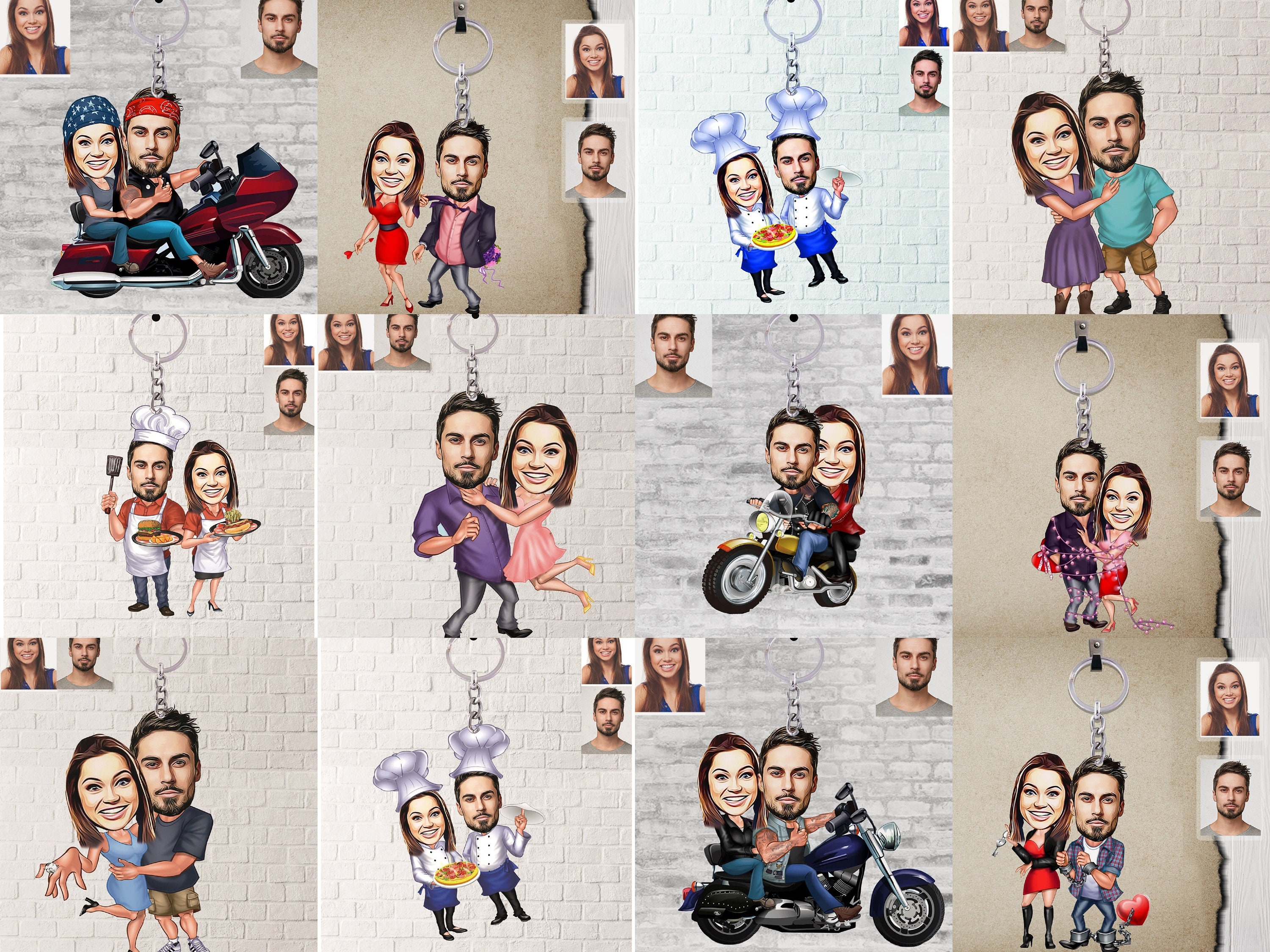 Personalized Couple Photo Keychain, Customized Motorcycle Keyring ...