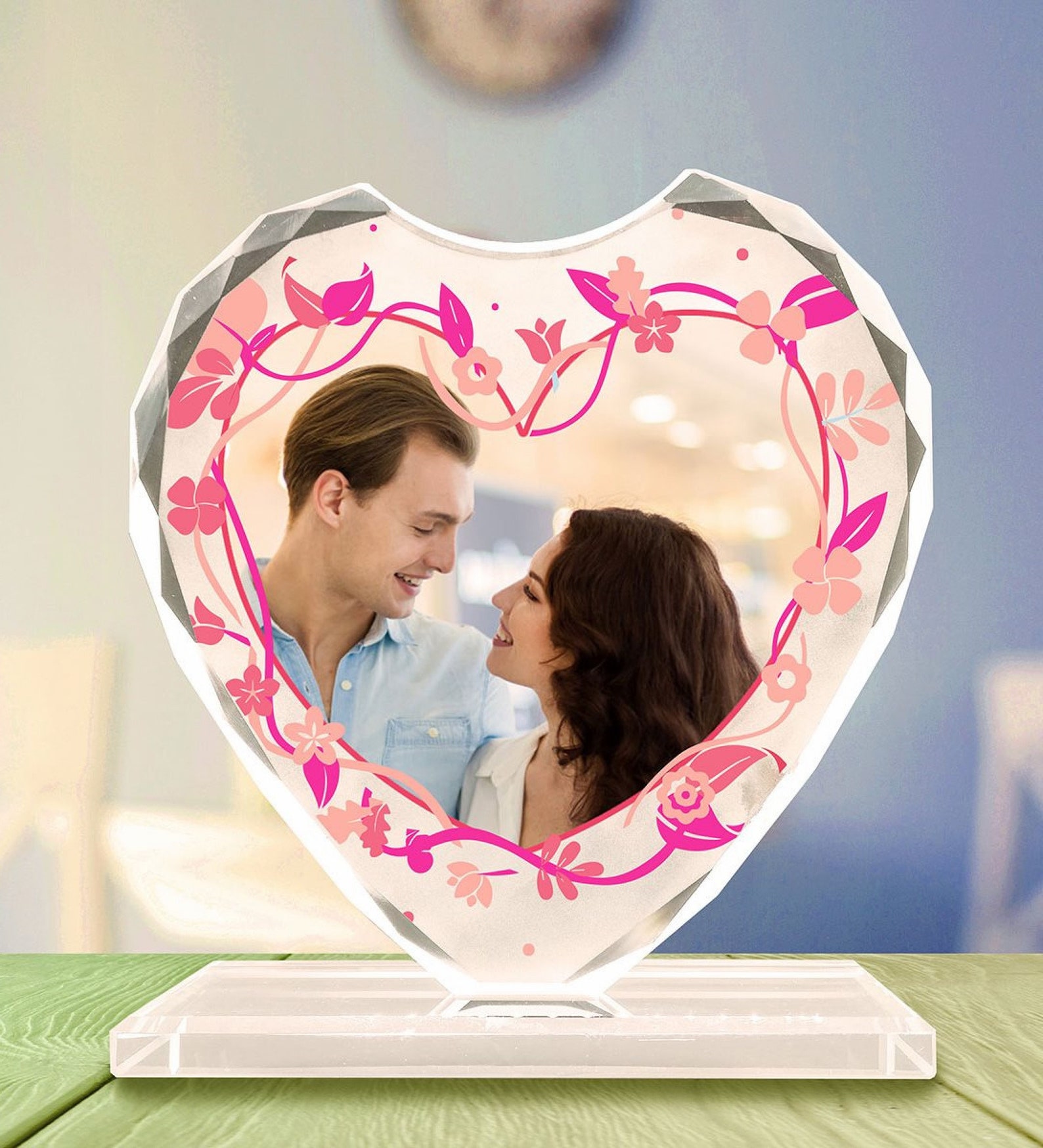 Personalized Cyrstal Photo Frames Heart Shaped Glass Frames - Etsy