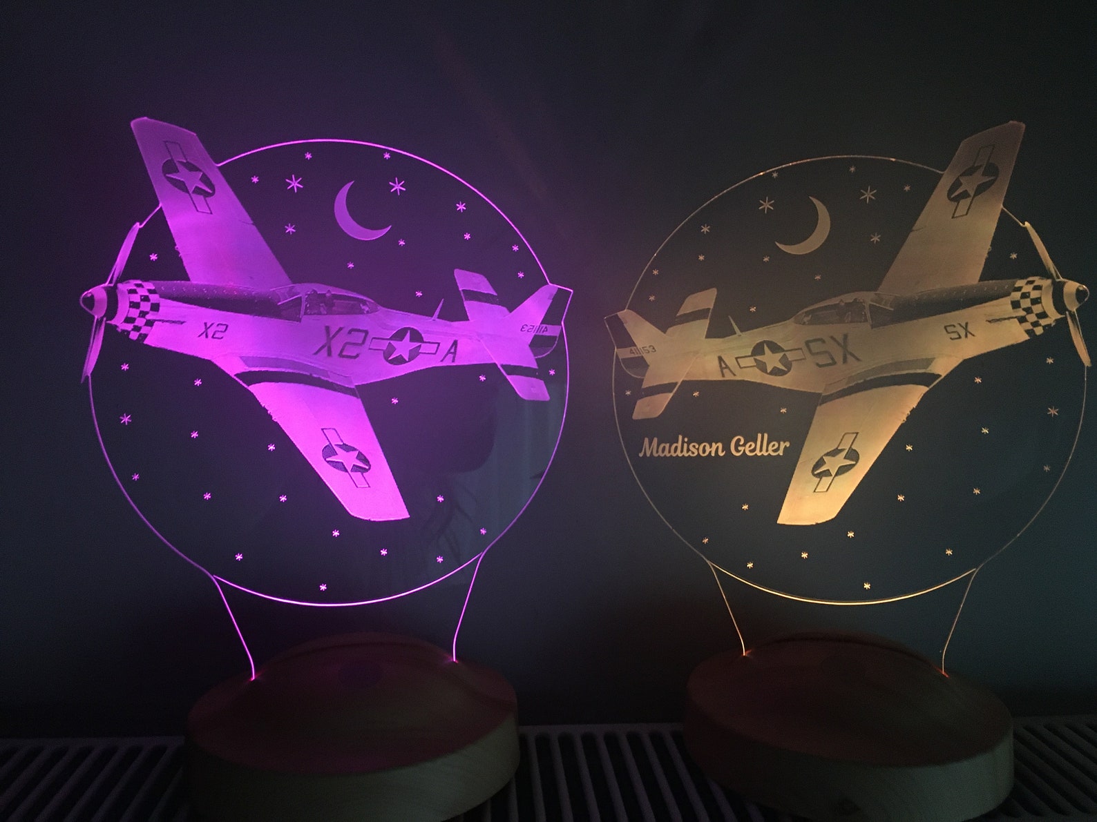 Plane Illusion 3D Led Lights, Propeller Airplane Table Decor, Old Plane ...