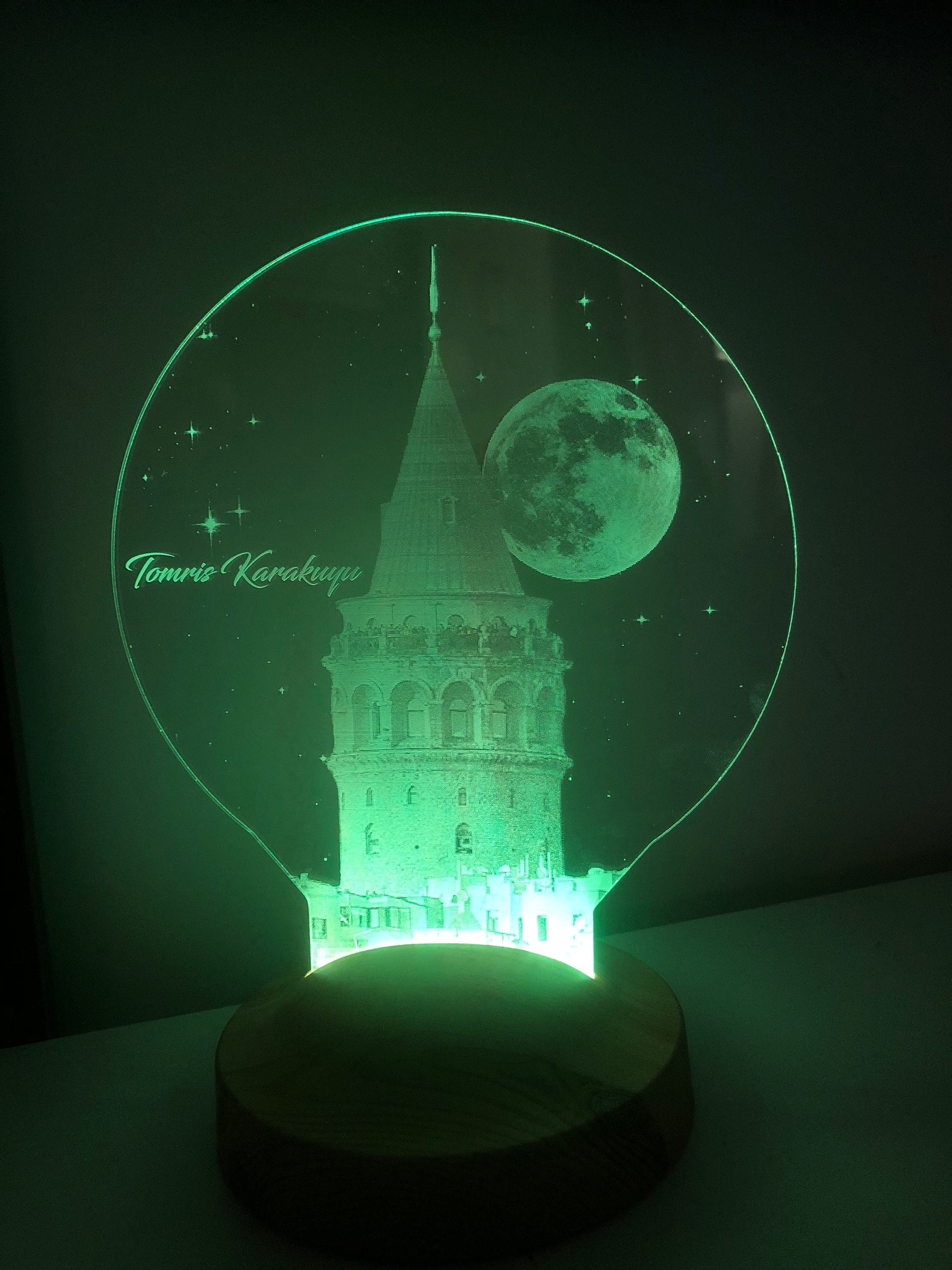 Personalized 3D Led Lights Galata View Table Lamps Travel - Etsy