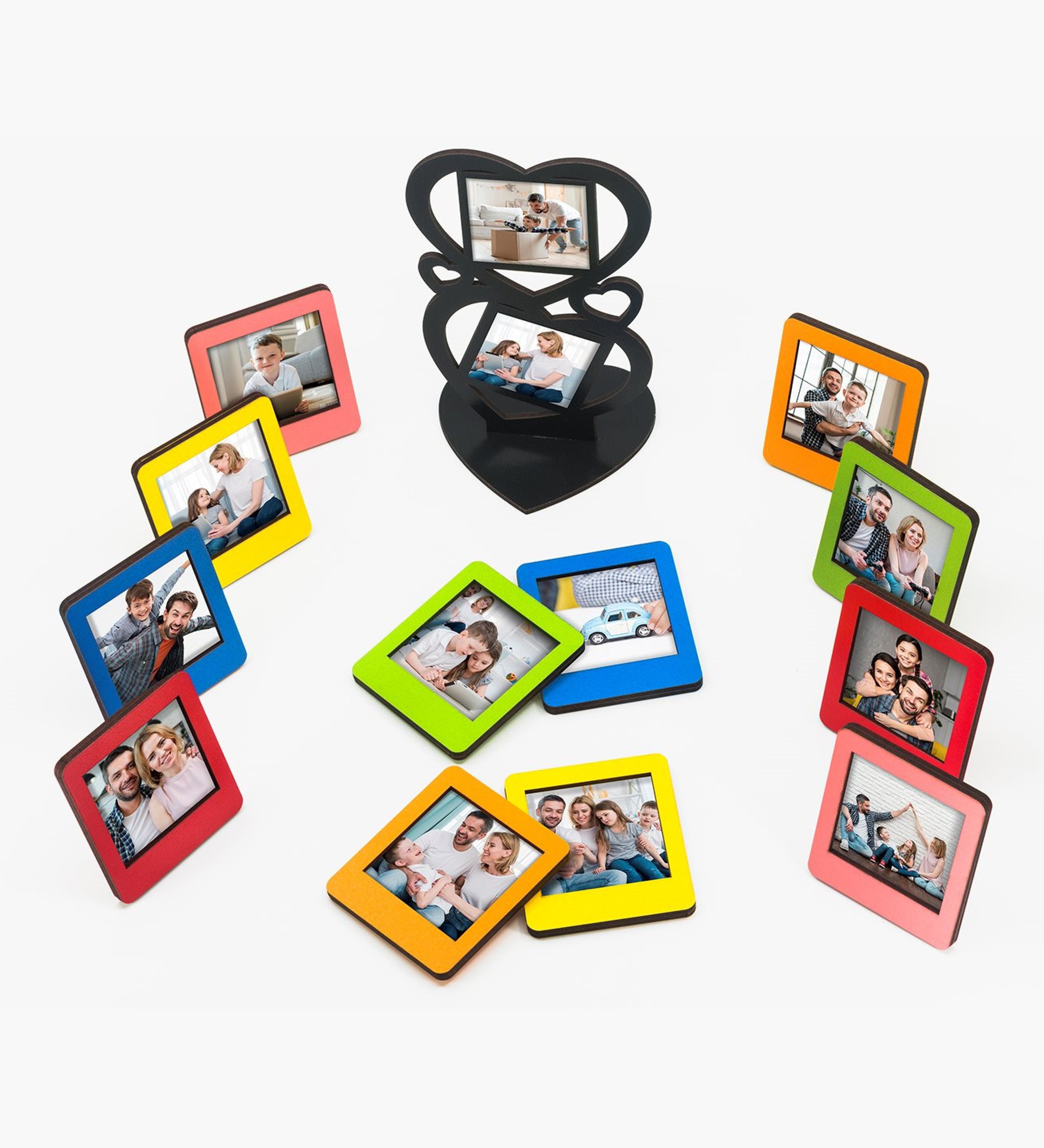 Colorful Family Photo Frames Picture Holder Black Stand Set - Etsy