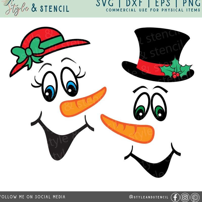 Snowman Face Svg - Etsy