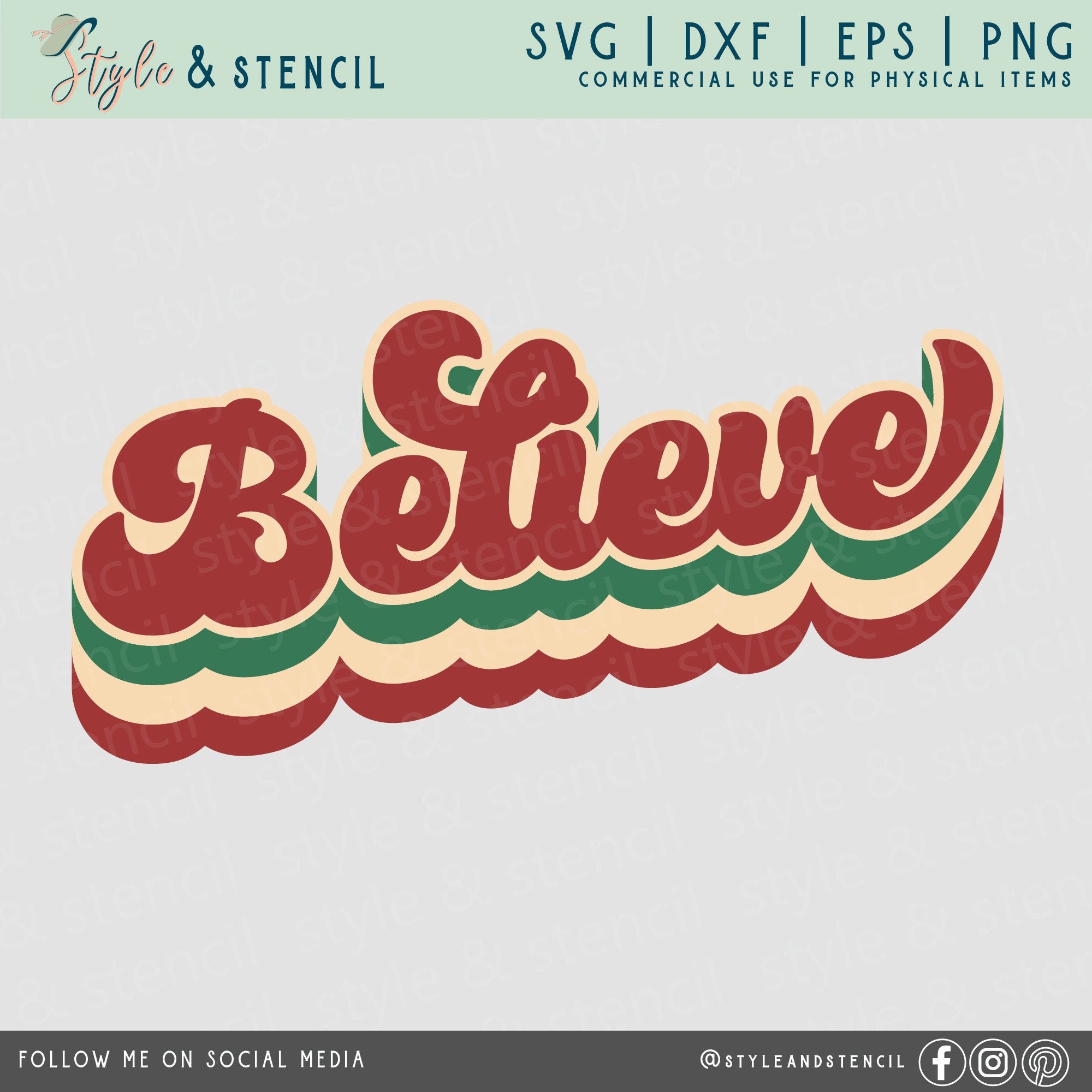 Believe SVG Christmas SVG Retro Christmas SVG Retro Font | Etsy