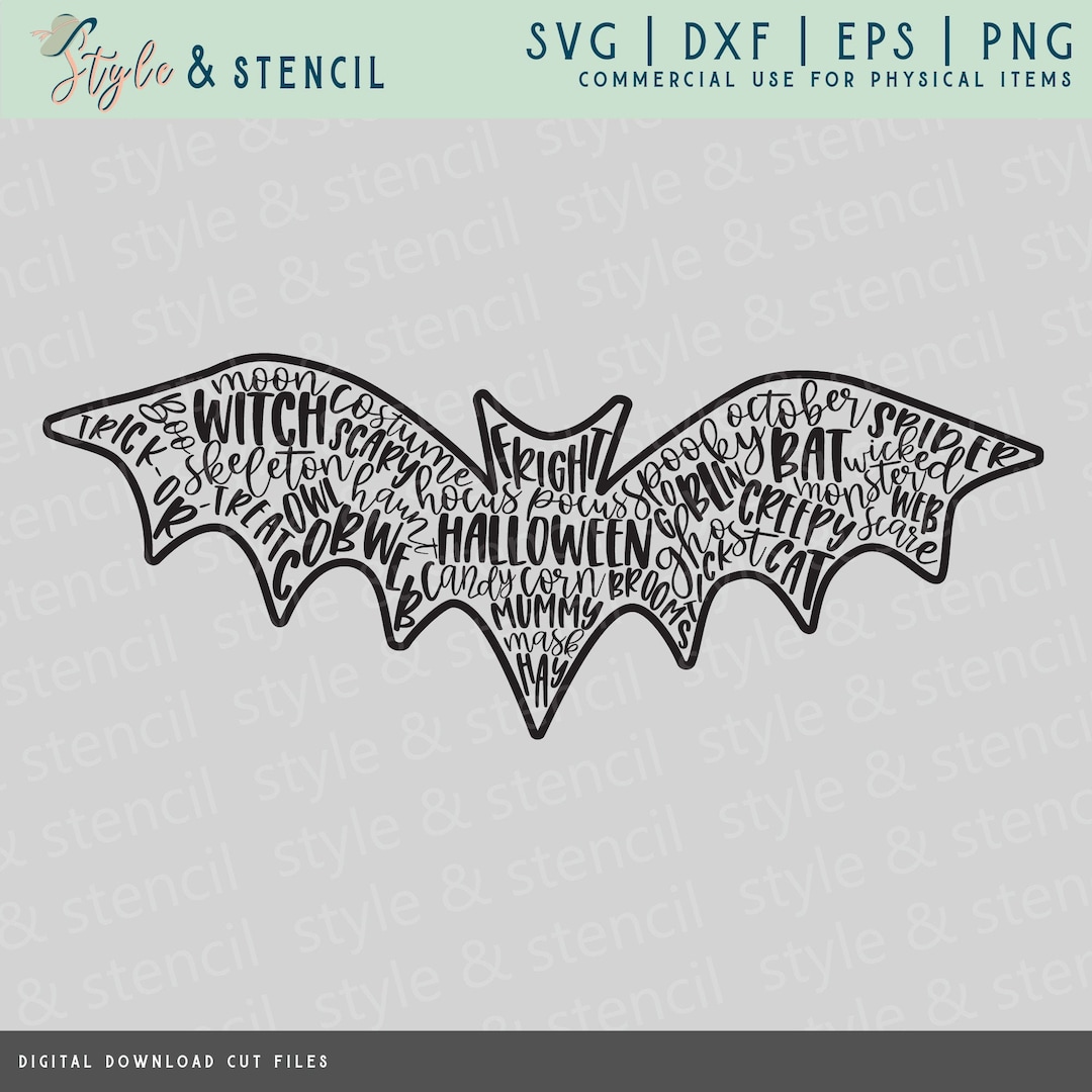 Bat Word Art SVG – Halloween Decor (digital Download) - Etsy