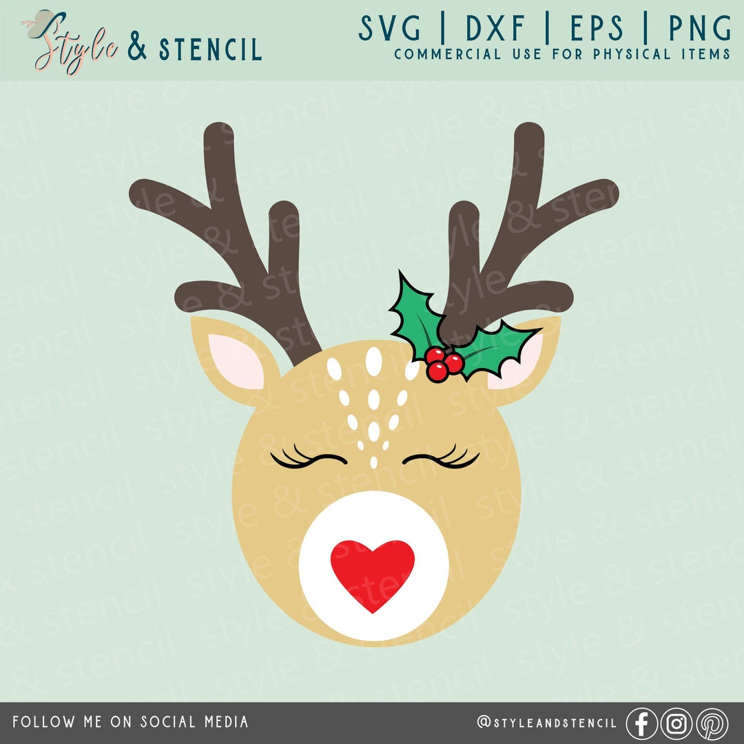 Reindeer Face Svg - Reindeer SVG - Girl Reindeer SVG - Christmas SVG ...