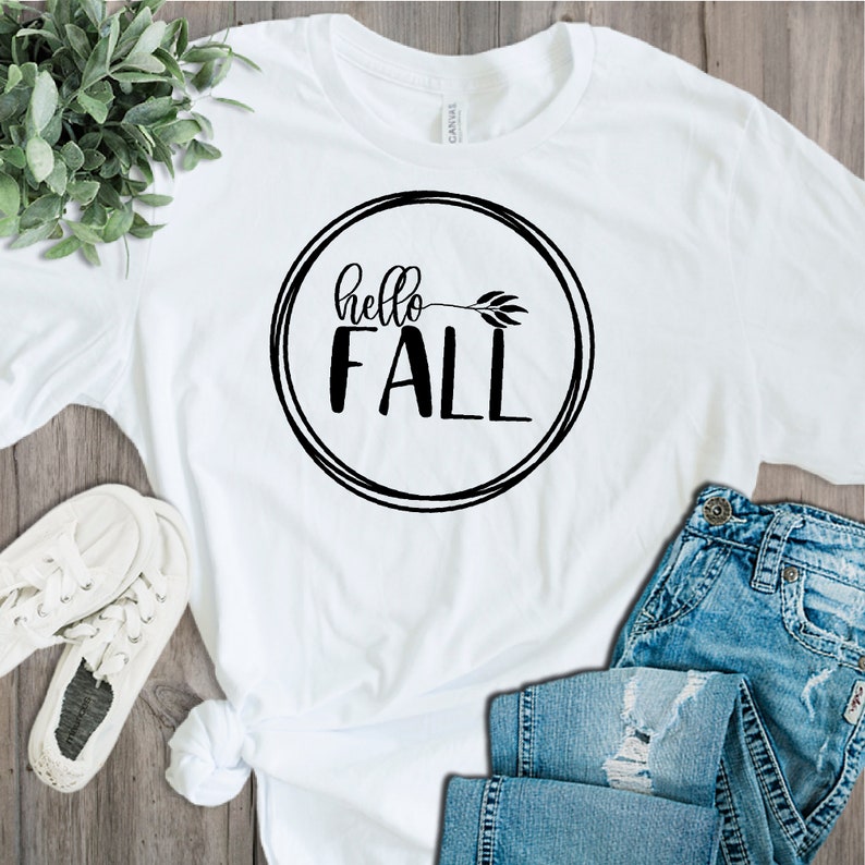 Hello Fall SVG Fall Circle SVG Fall Circle Decal Fall | Etsy