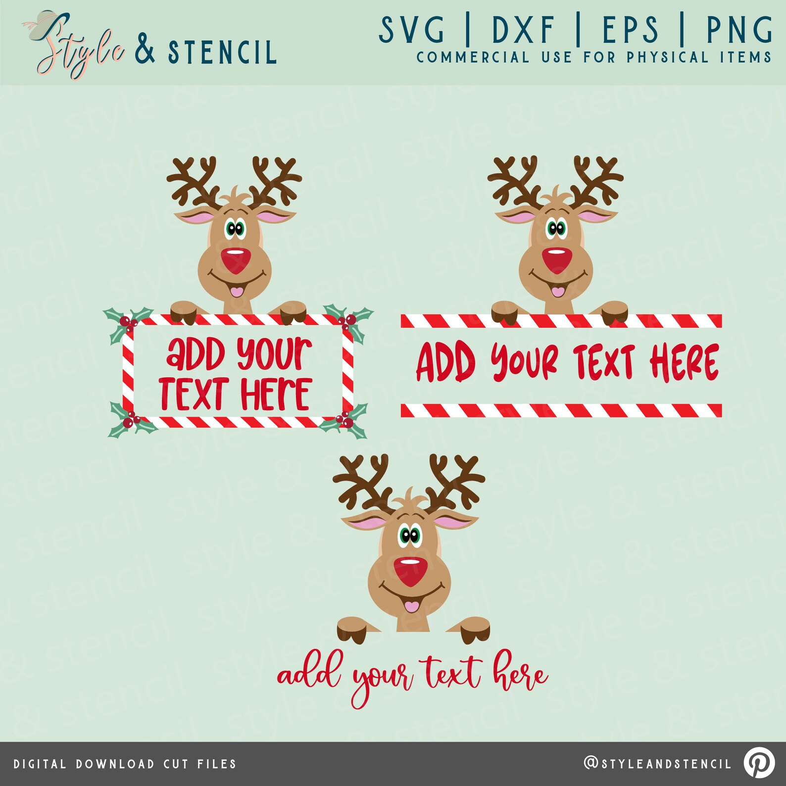 Reindeer SVG - Reindeer Monogram SVG - Christmas SVG - Cute Reindeer ...