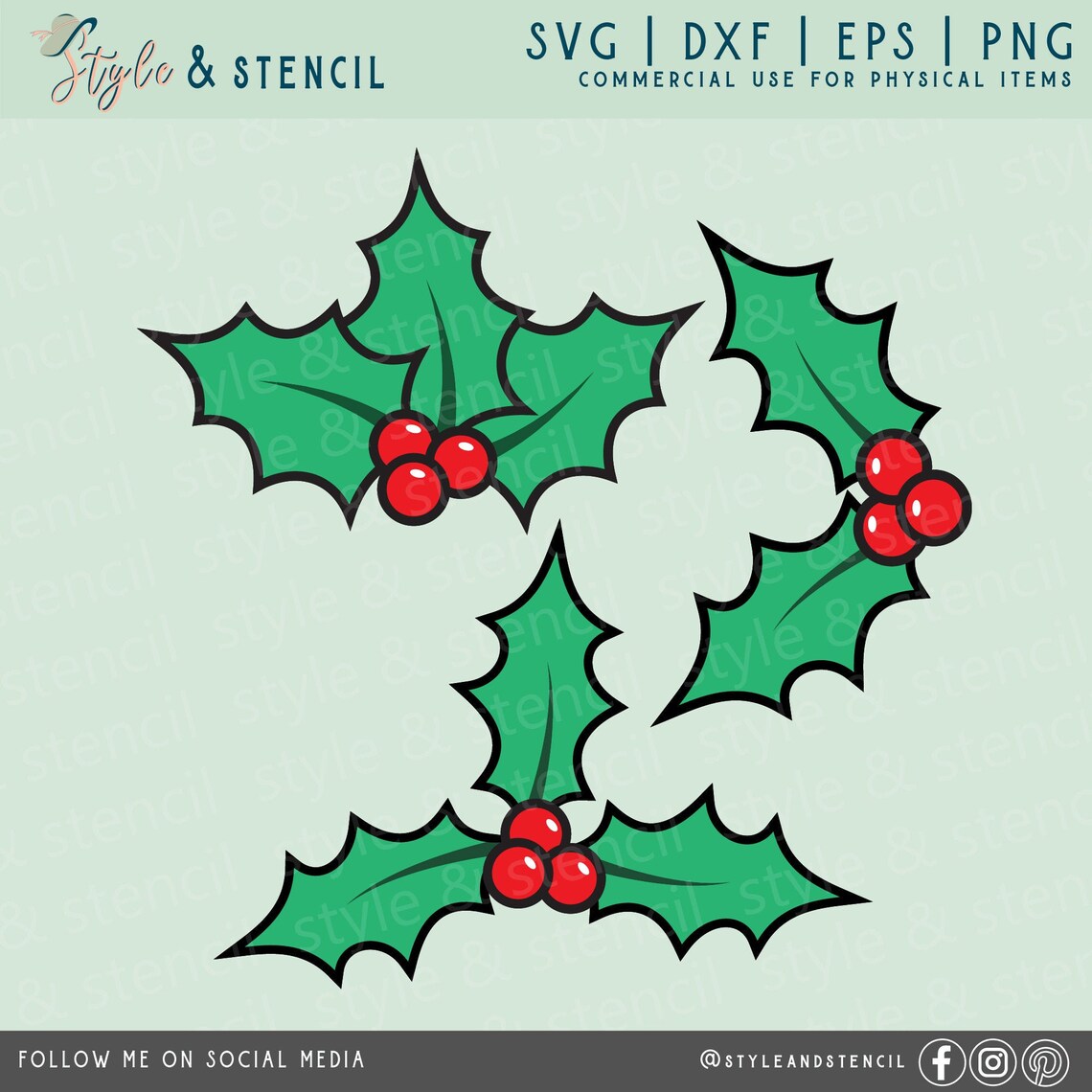 Holly Berry SVG – Christmas Leaves Clipart (svg, Dxf, Png, Eps) - Etsy