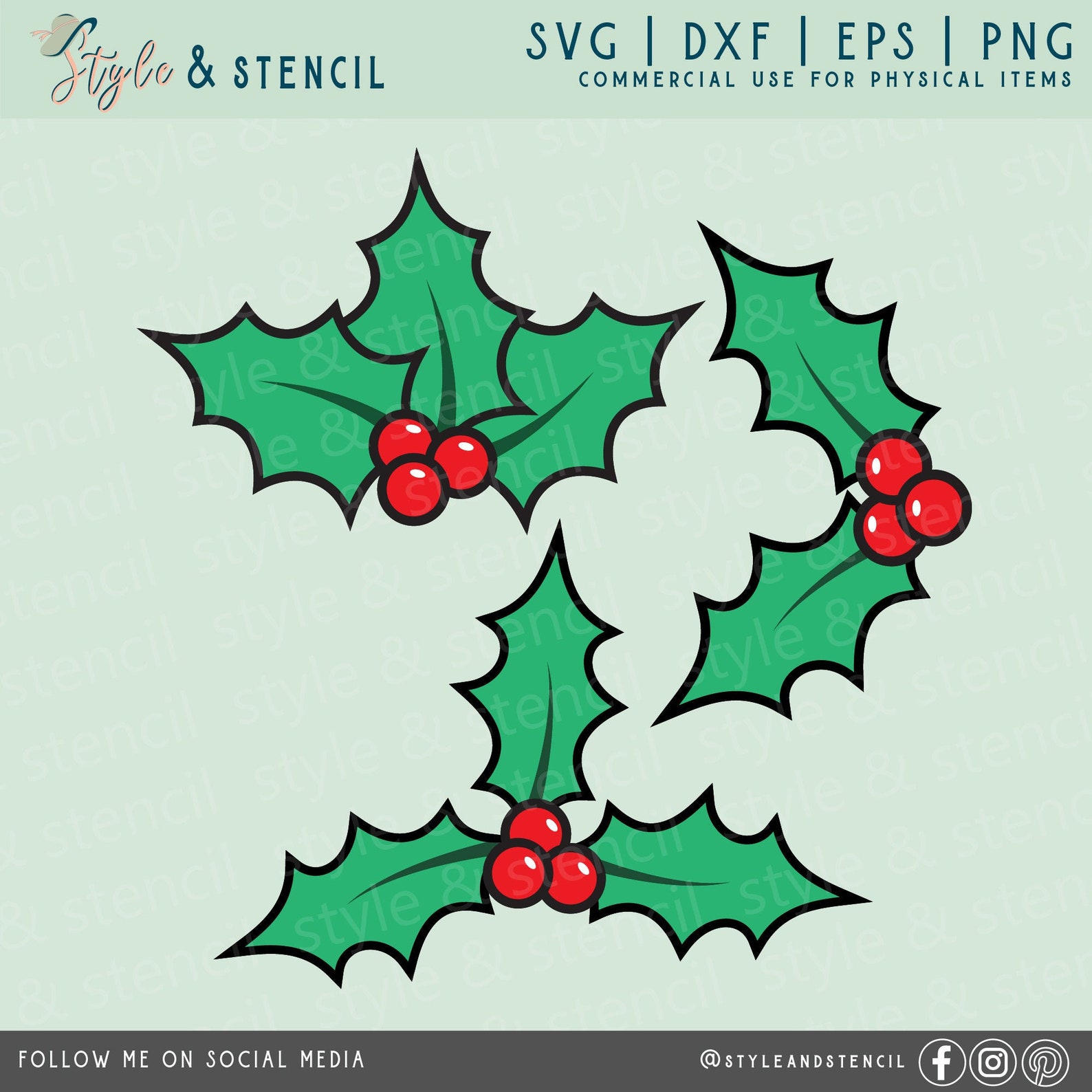 Holly SVG Holly Berry SVG Christmas SVG Holly Leaves - Etsy