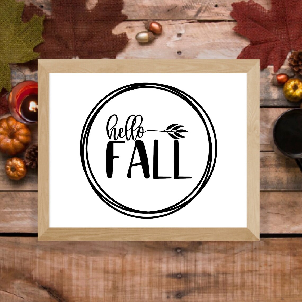 Hello Fall SVG Fall Circle SVG Fall Circle Decal Fall | Etsy