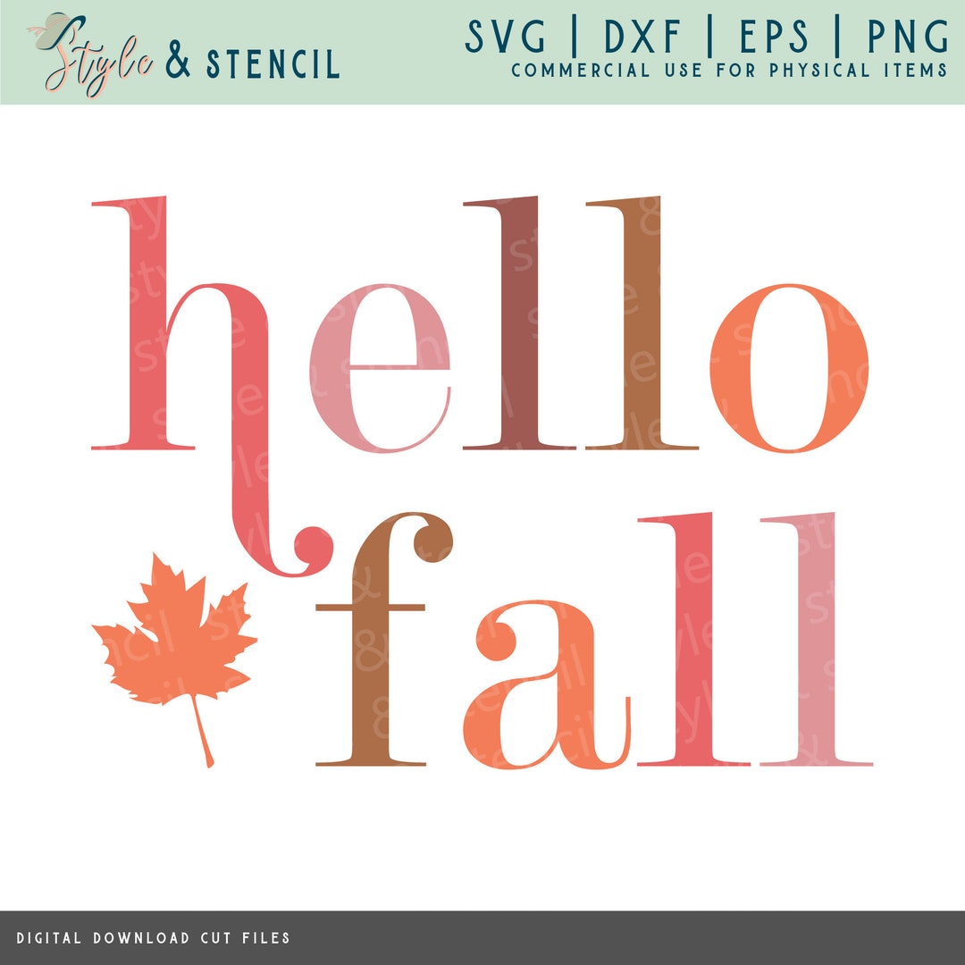 Hello Fall SVG – Autumn Leaves Cut File (digital Download) - Etsy