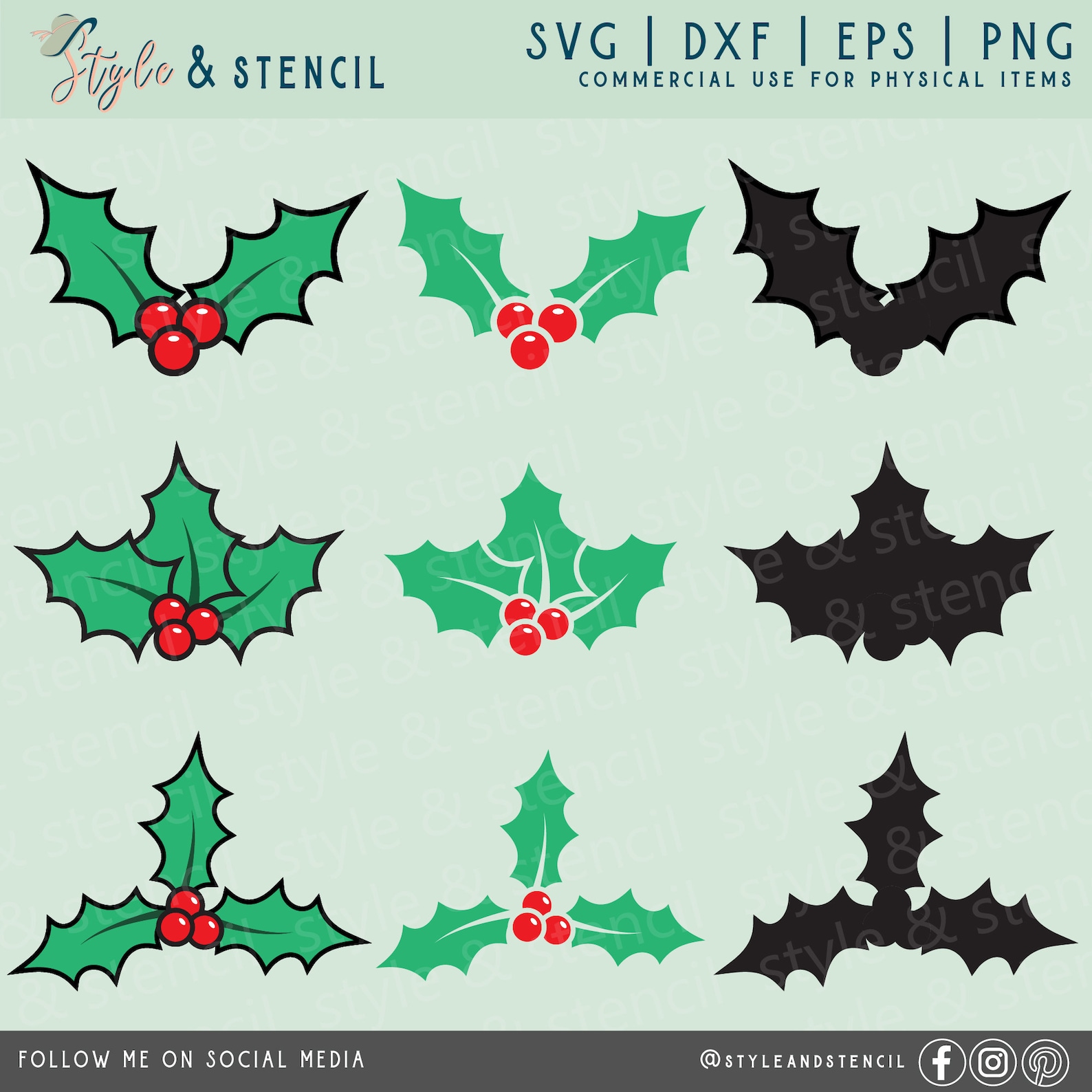 Holly SVG Holly Berry SVG Christmas SVG Holly Leaves - Etsy