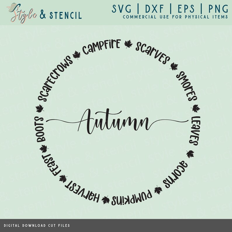 Autumn Circle SVG Fall Circle SVG Fall Circle Decal Fall - Etsy